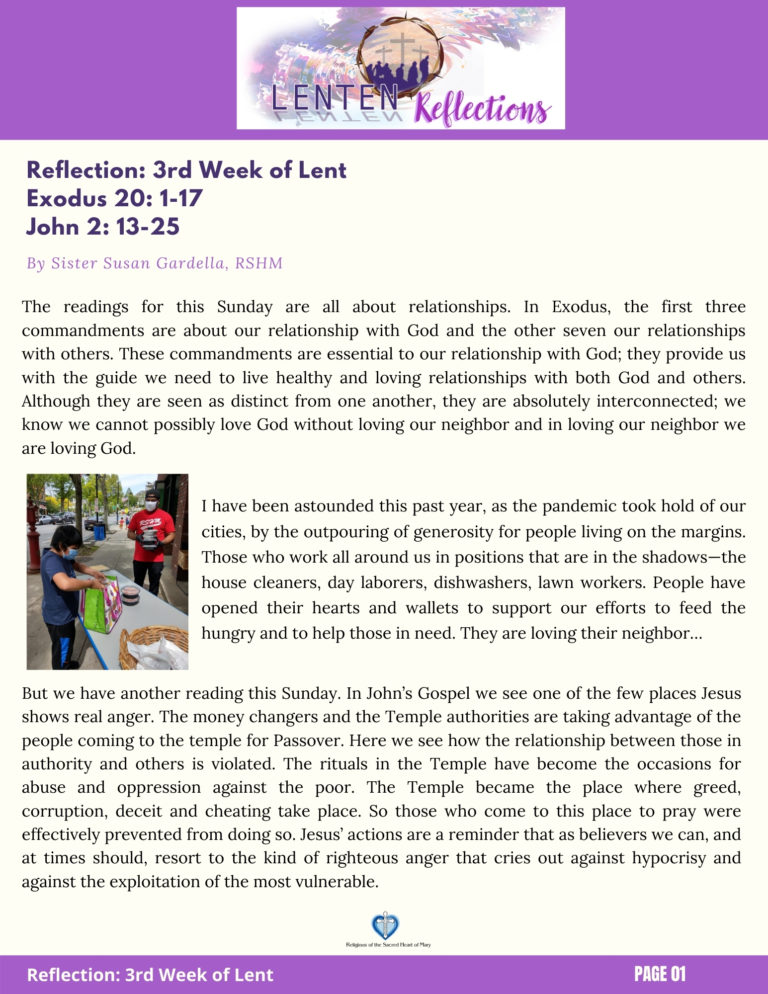 Reflection: 3rd Week of Lent - Religious of the Sacred Heart of Mary